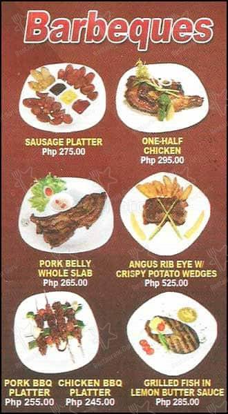 Menu at Heaven's Barbeque, Parañaque