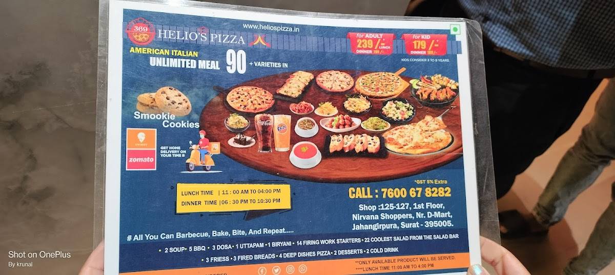 Menu at Helios Pizza, Surat