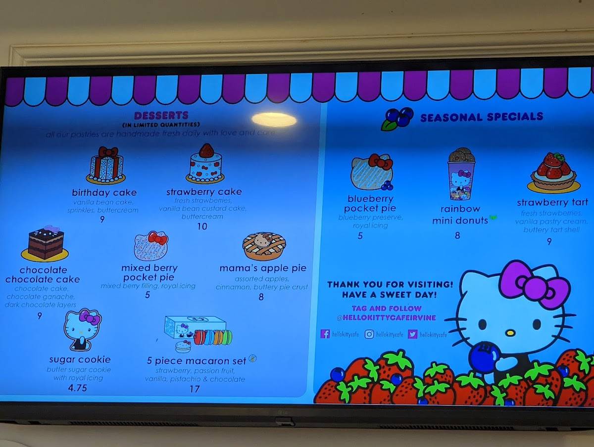 Menu at Hello Kitty Café cafe, Irvine