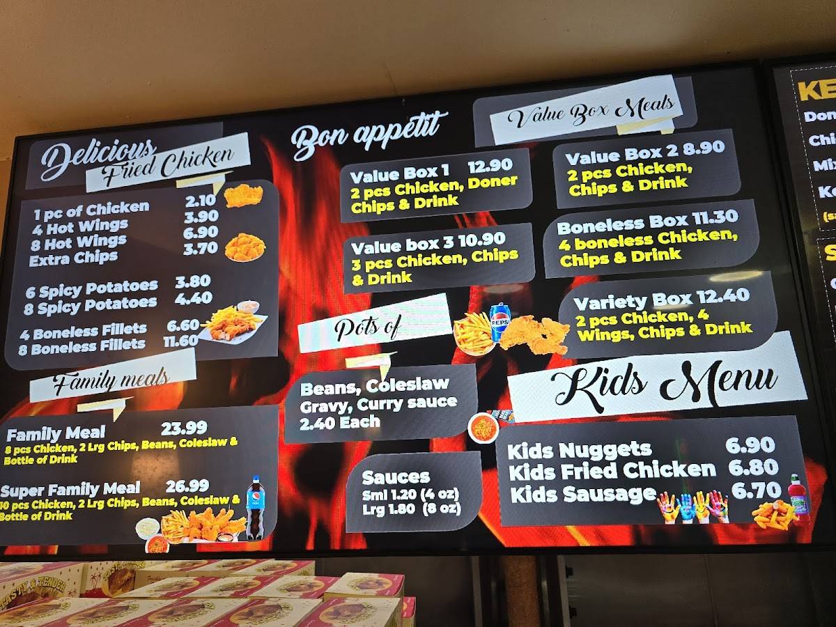 Menu at Helston Grill fast food, Helston, 35 Coinagehall St