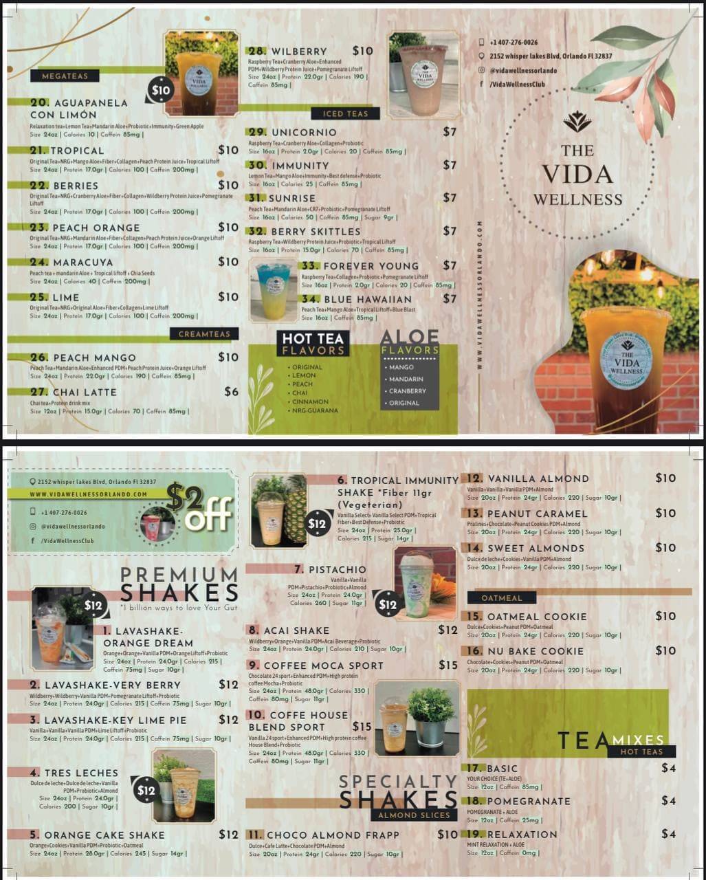 Menu at Herbalife Nutrition Club - ORLANDO, Orlando