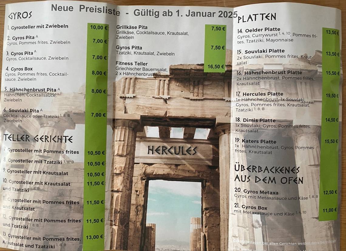 Speisekarte von Hercules Grill Oelde fast Food, Oelde