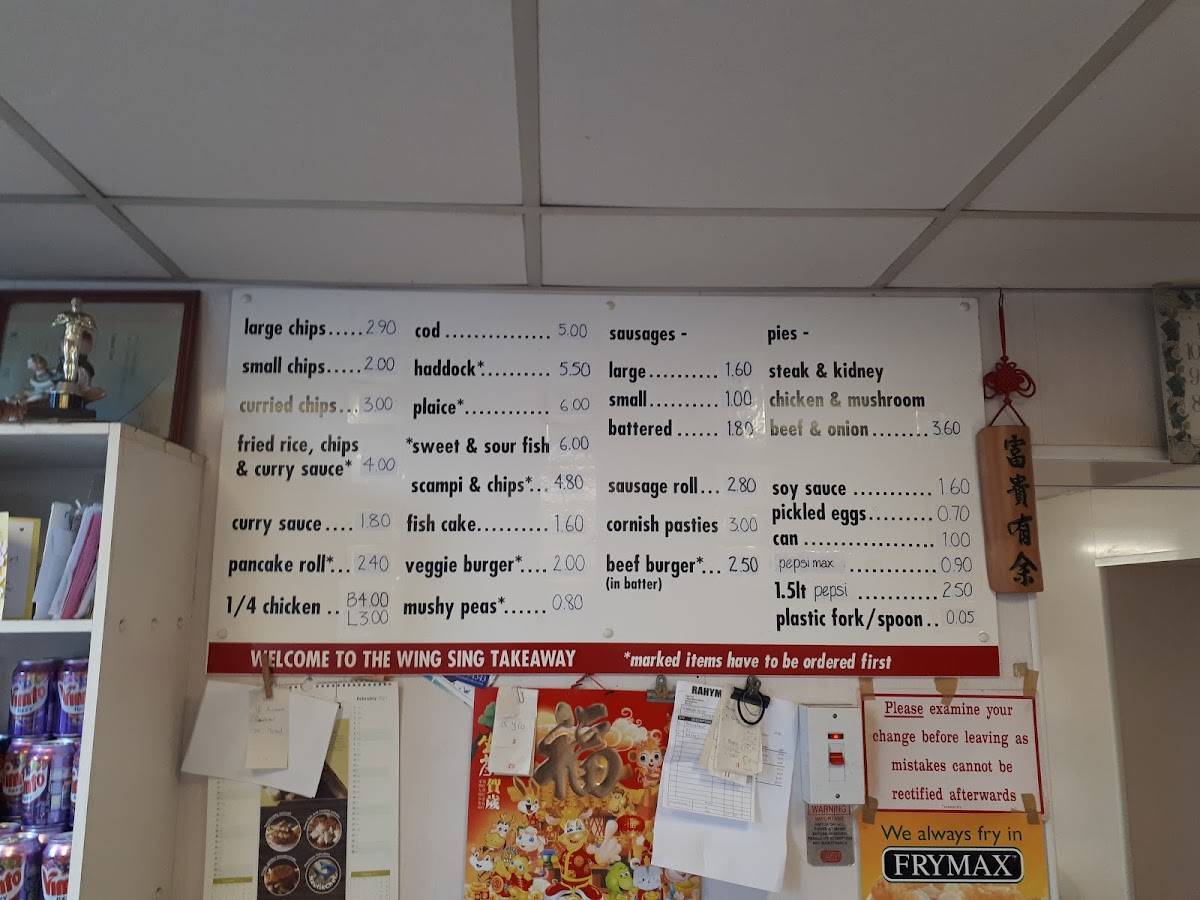 Menu at Wing Sing fast food, Hereford