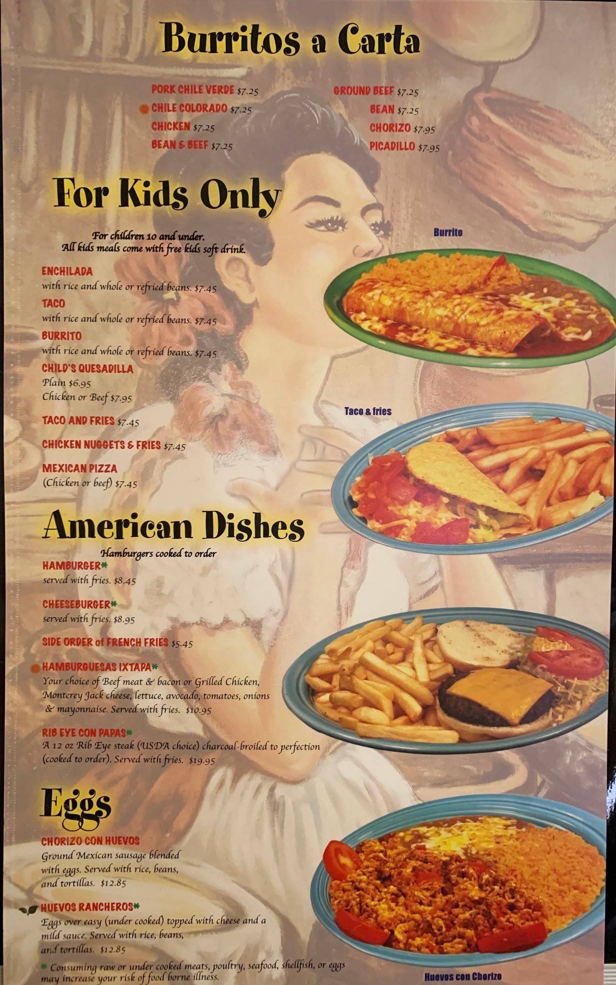 Menu at Ixtapa Mexican Restaurant, Hermiston