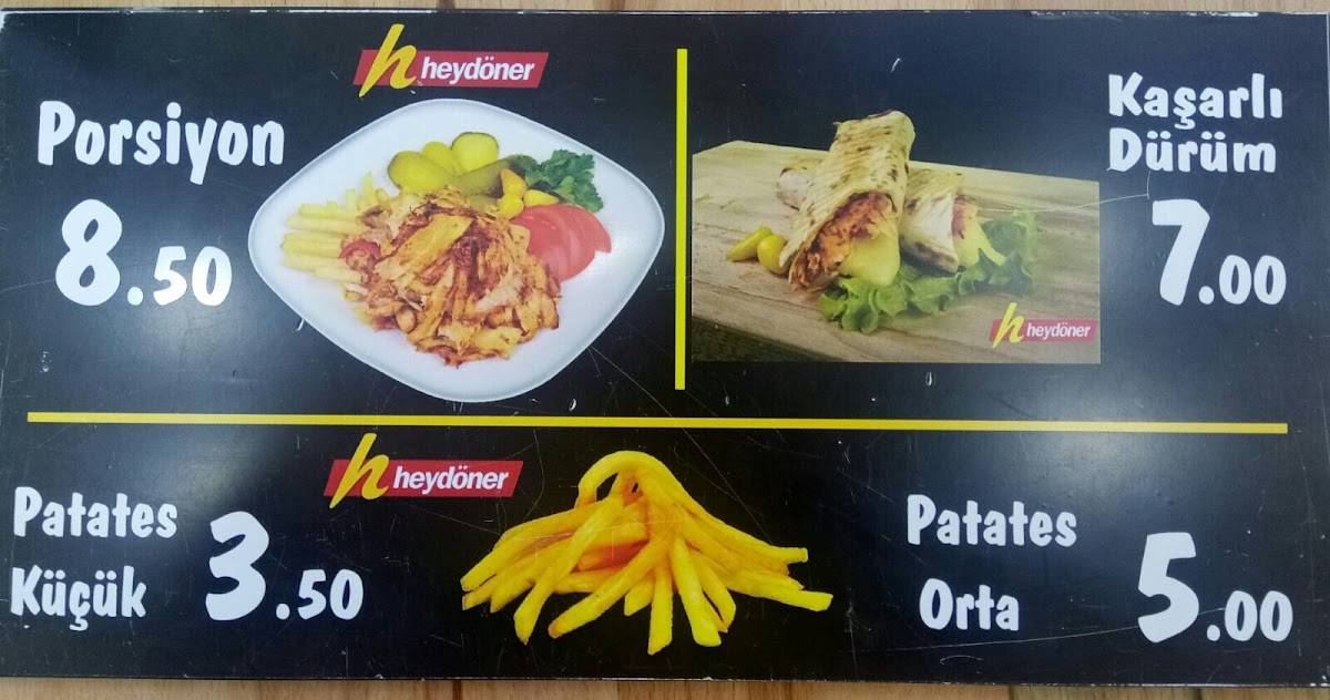 Menu at Hey döner Bagcilar, Istanbul