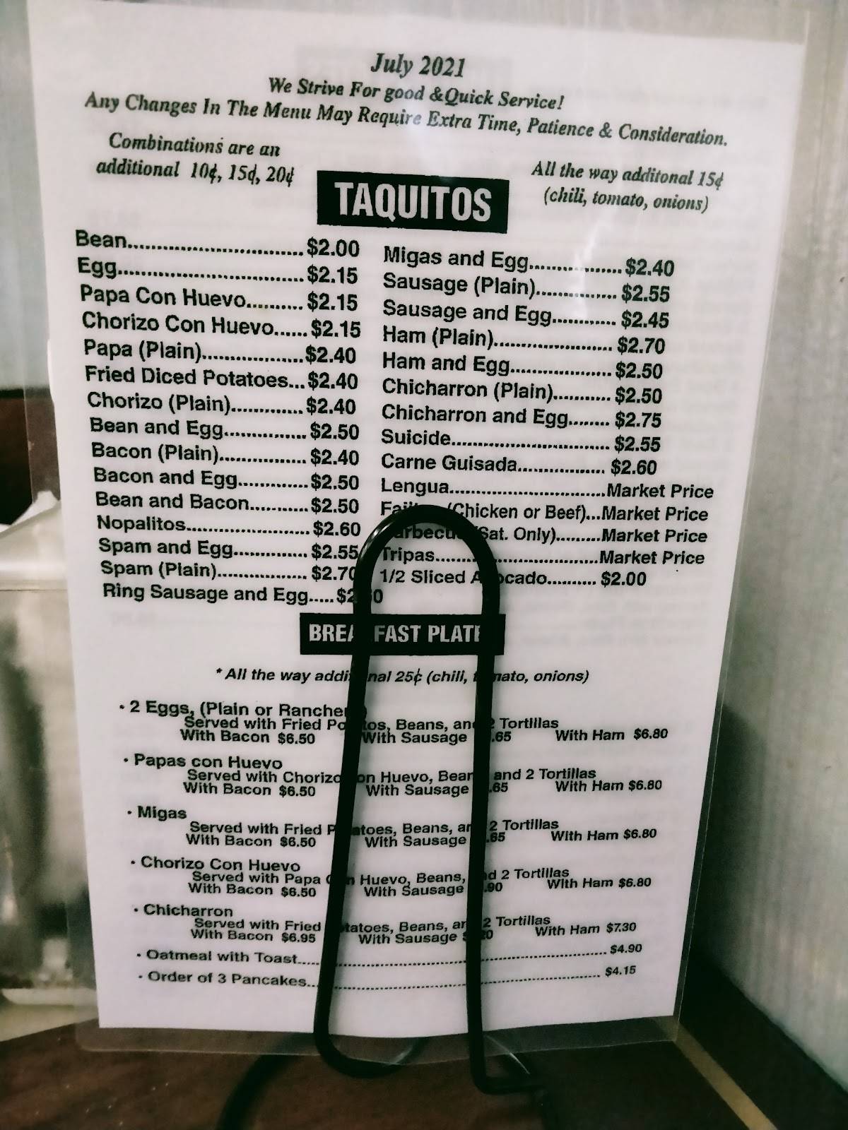 Menu at Hi-Ho Restaurant, Corpus Christi, Morgan Ave