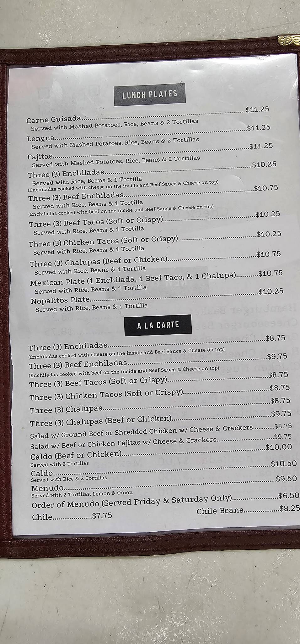 Menu at Hi-Ho Restaurant, Corpus Christi, Morgan Ave