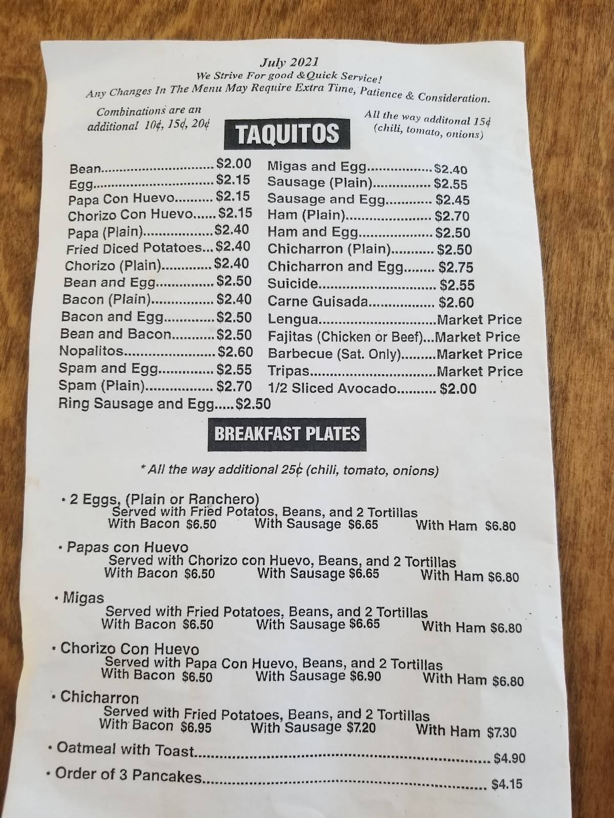 Menu at Hi-Ho Restaurant, Corpus Christi, Morgan Ave