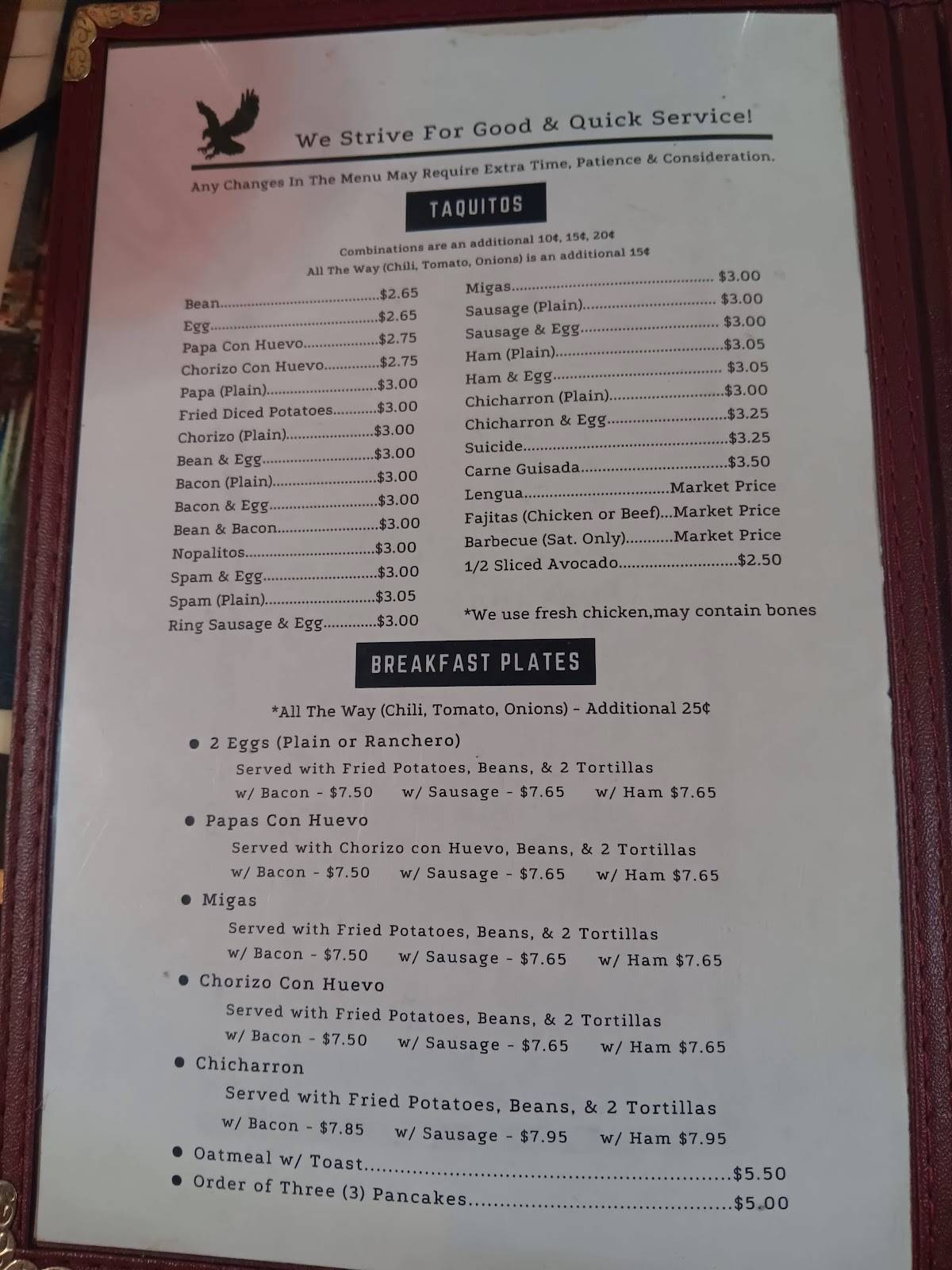 Menu at Hi-Ho Restaurant, Corpus Christi, Morgan Ave