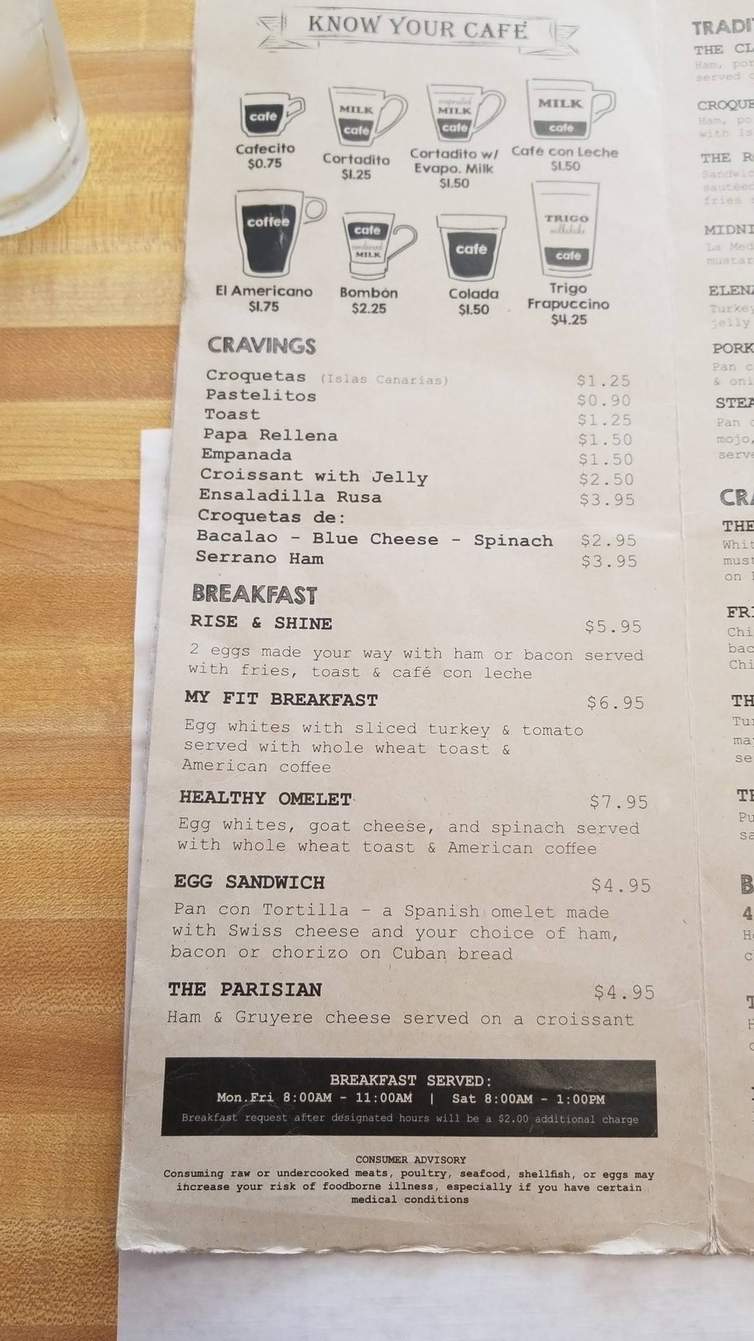 Menu at Trigo Cafe Tapas Wine, Hialeah, 839 W 49th St