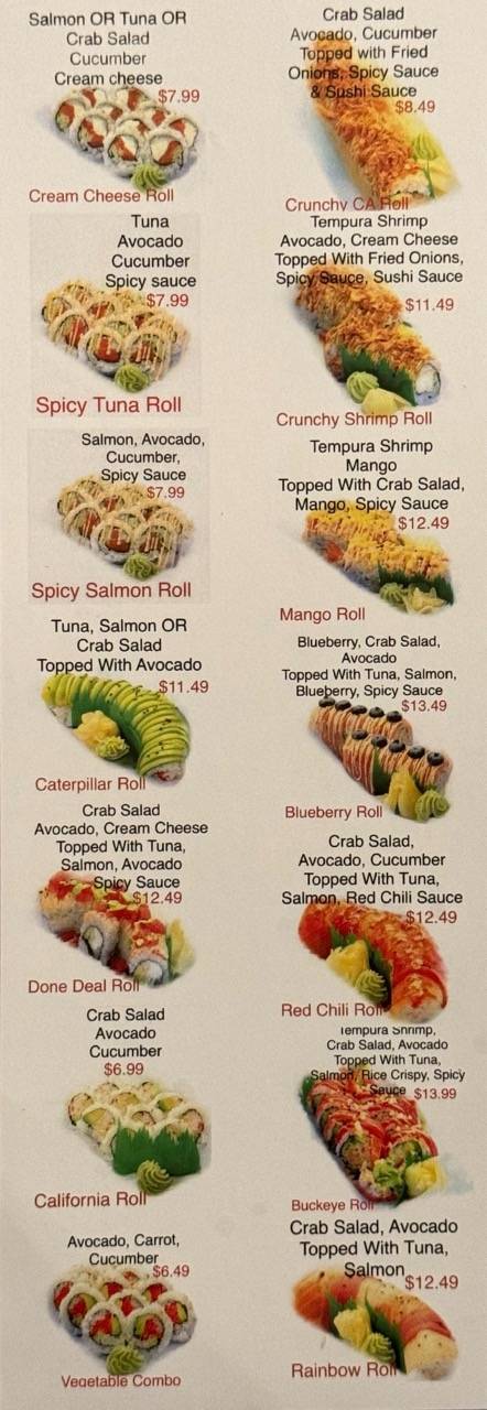 Menu at Hibachi Xpress YB Tallmadge restaurant, Akron, E Tallmadge Ave