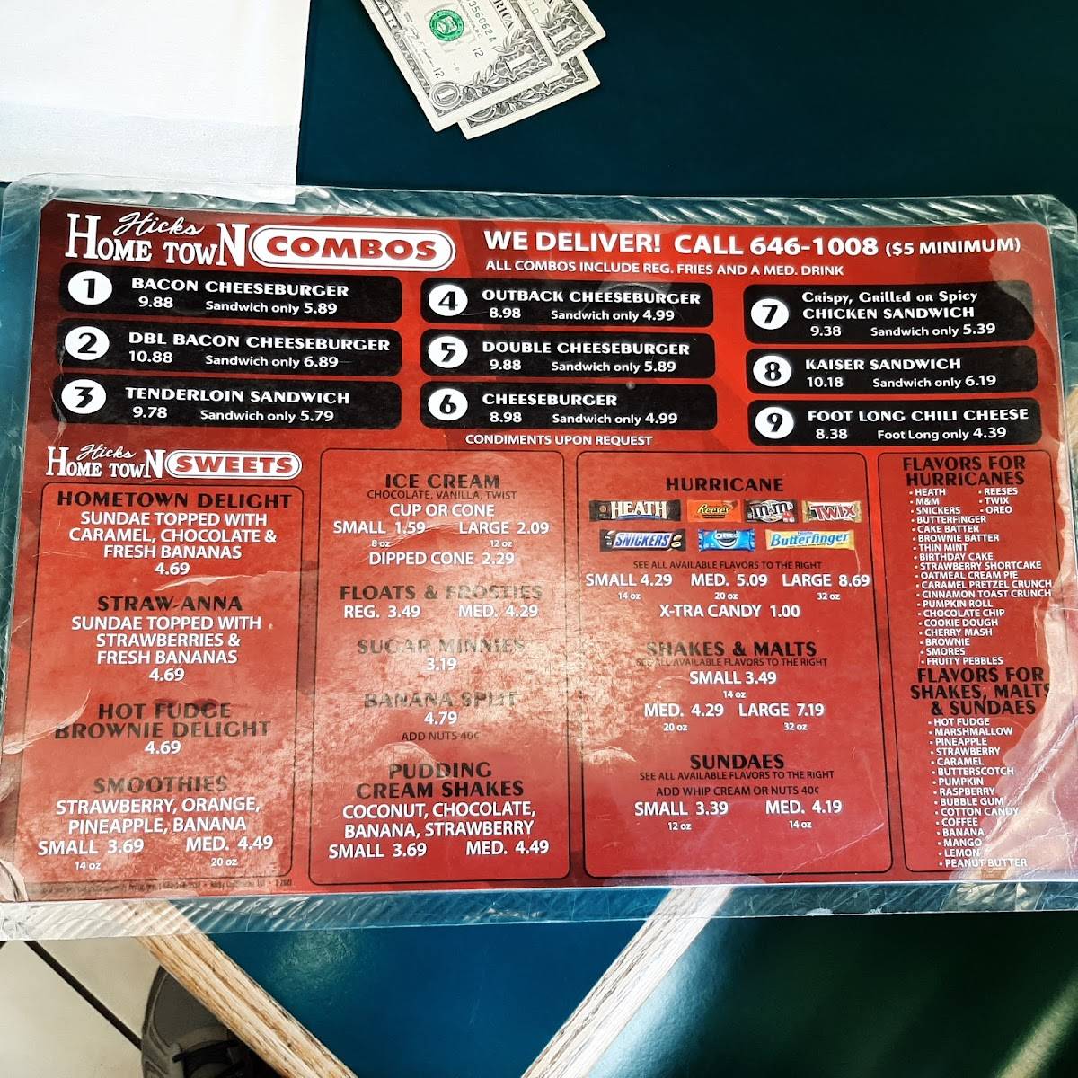 Menu at Hicks Home Town Drive-In restaurant, Chillicothe