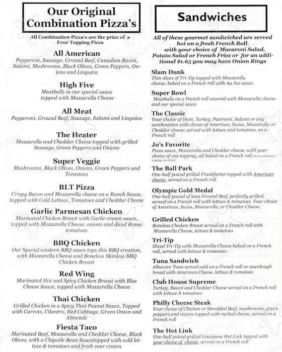 Menu at High Five Pizza BBQ, San Jose, 171 Branham Ln