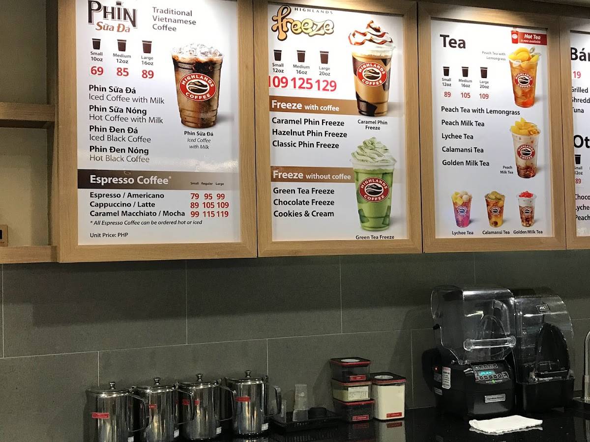 Menu at Highlands Coffee Robinson's Place Manila, Manila