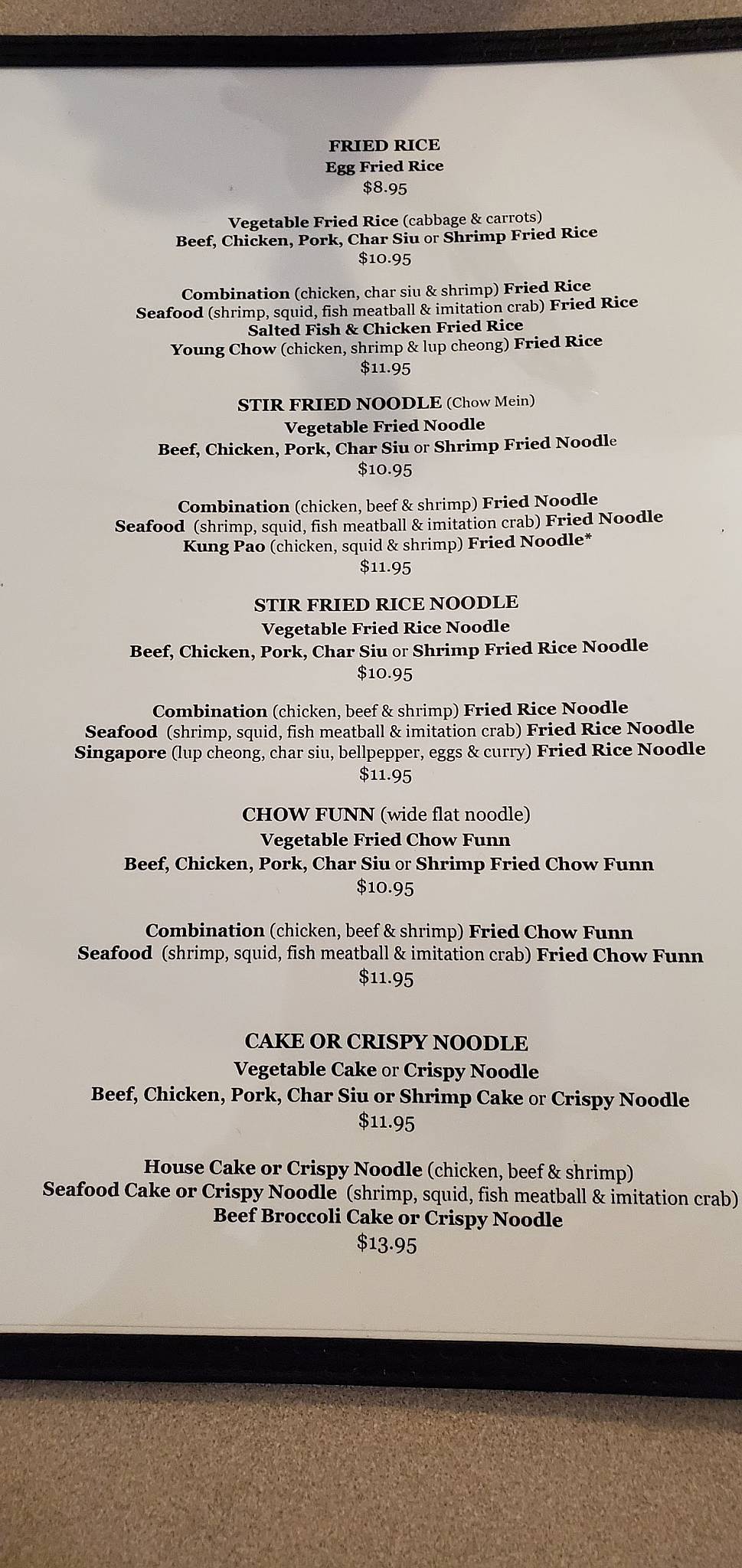 Menu at Hilo Rice Noodle Soup restaurant, Hilo