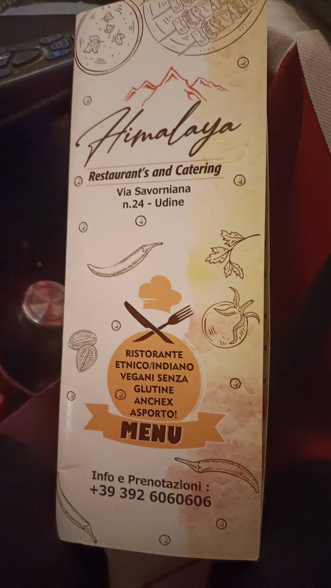 Menu at Himalaya Indian Restaurant, Udine, Via Giovanni Marinelli