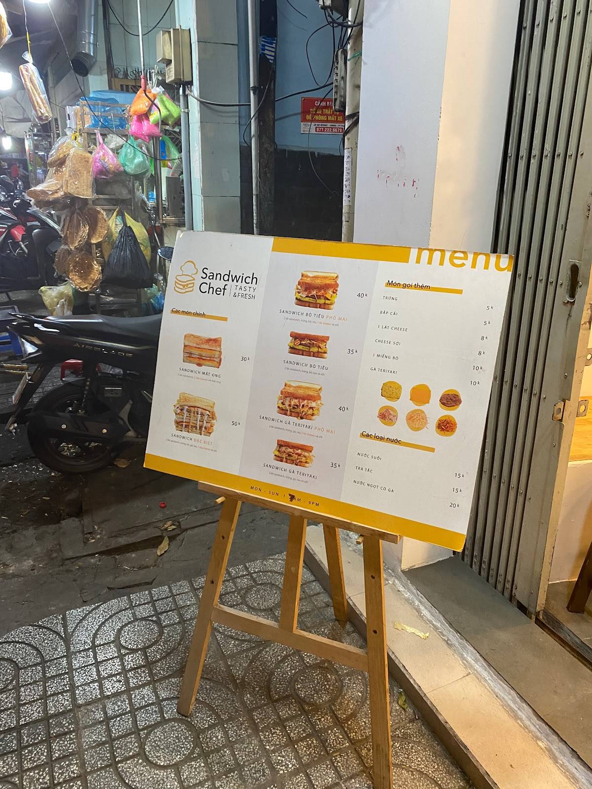 Menu at Sandwich Chef, Ho Chi Minh City