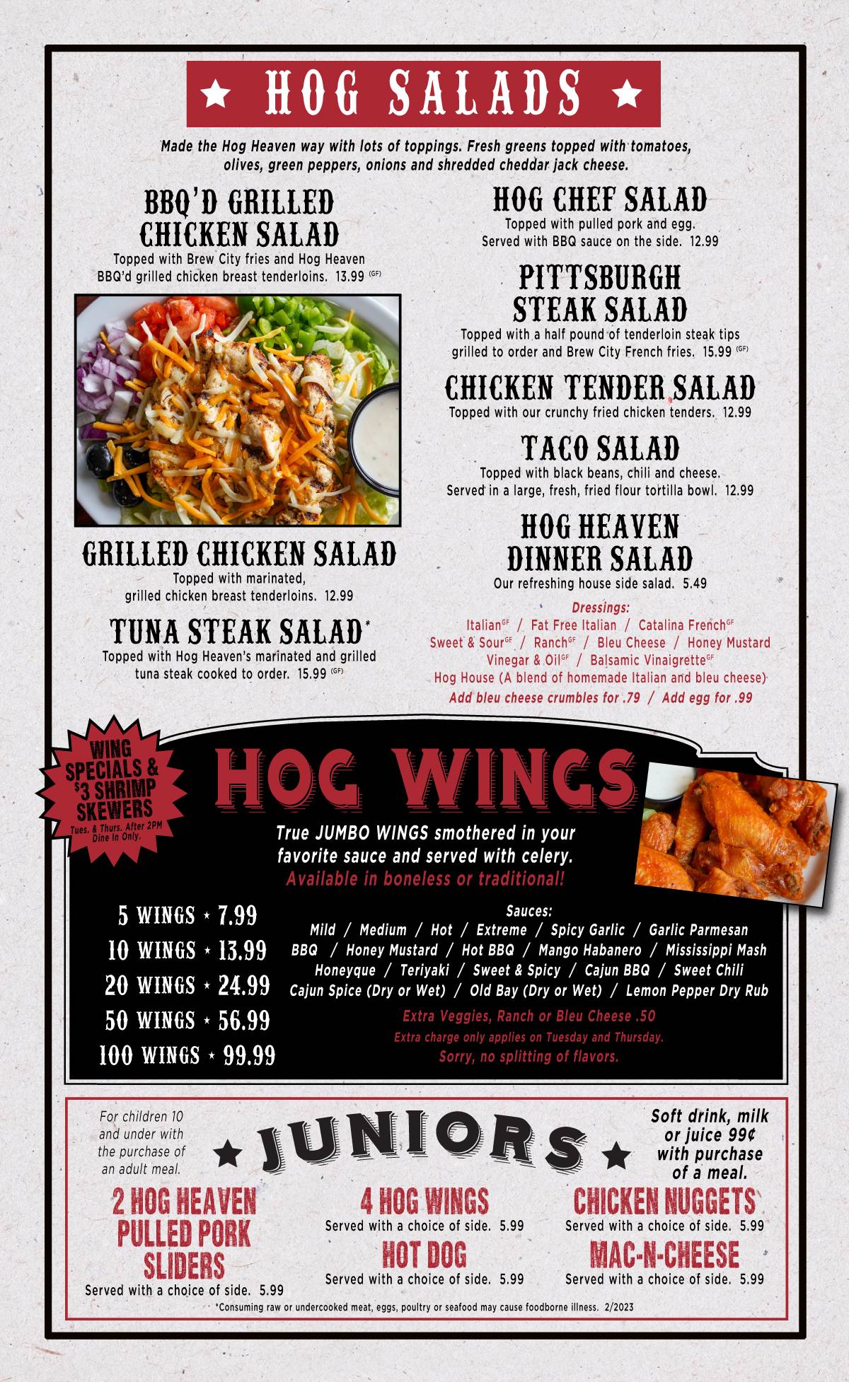 Menu at Hog Heaven pub & bar, New Philadelphia