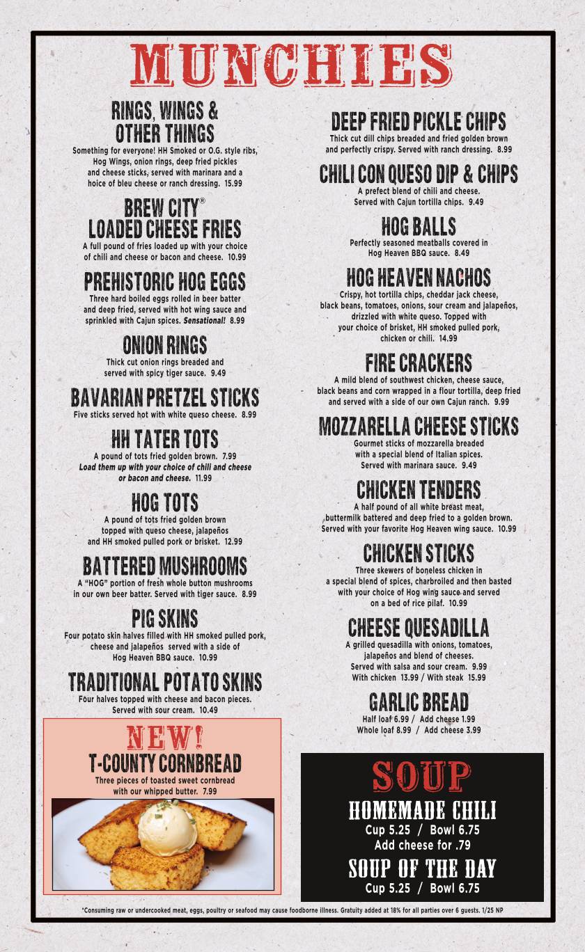 Menu at Hog Heaven pub & bar, New Philadelphia