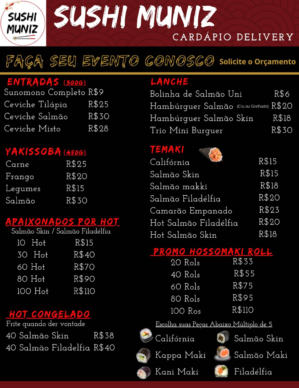 Menu em Sushi Muniz Freire restaurante, Muniz Freire