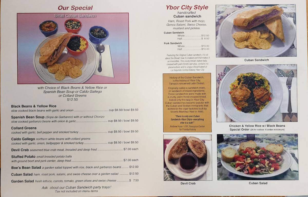 Menu at The Museum Cafe, Homosassa