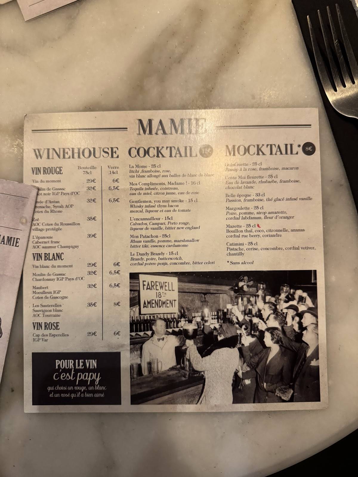 Menu au Mamie Louise restaurant, Honfleur