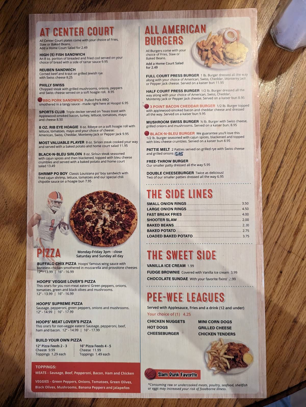 Menu at Hoops Grill & Sports Bar, Louisville, Strawberry Ln