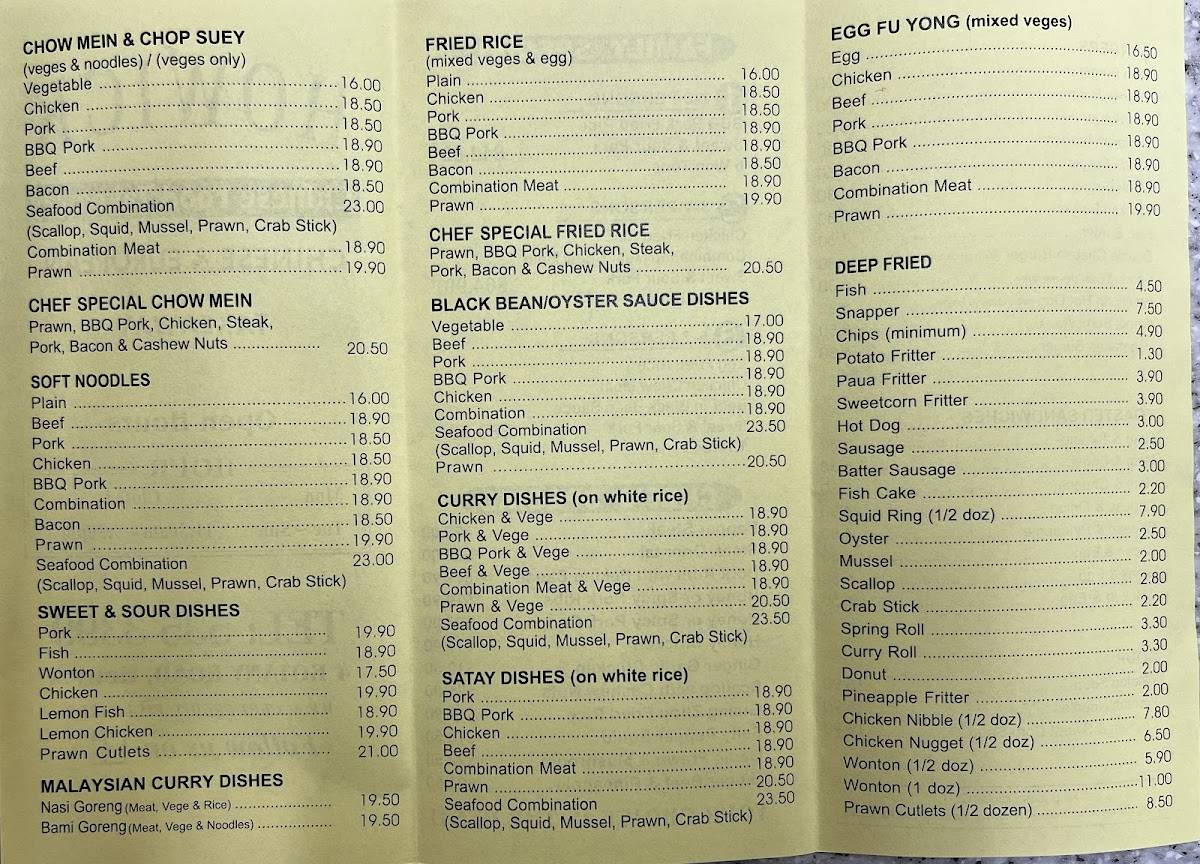 Menu at Howick Chinese Food Takeaways fast food, Auckland, 4 Botany Rd