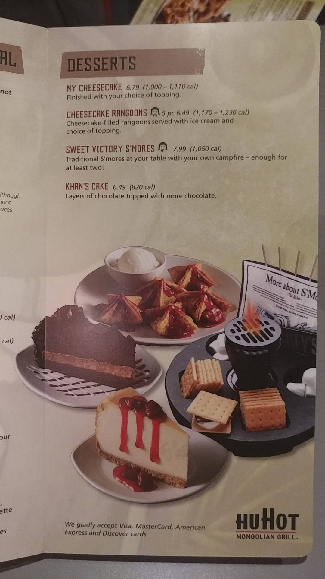 Menu at HuHot Mongolian Grill restaurant, Topeka, SW Huntoon St