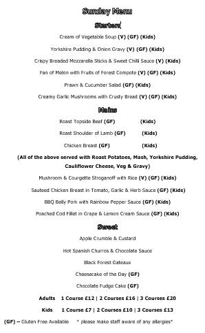 Menu at The Four Sons Inn pub & bar, Huddersfield