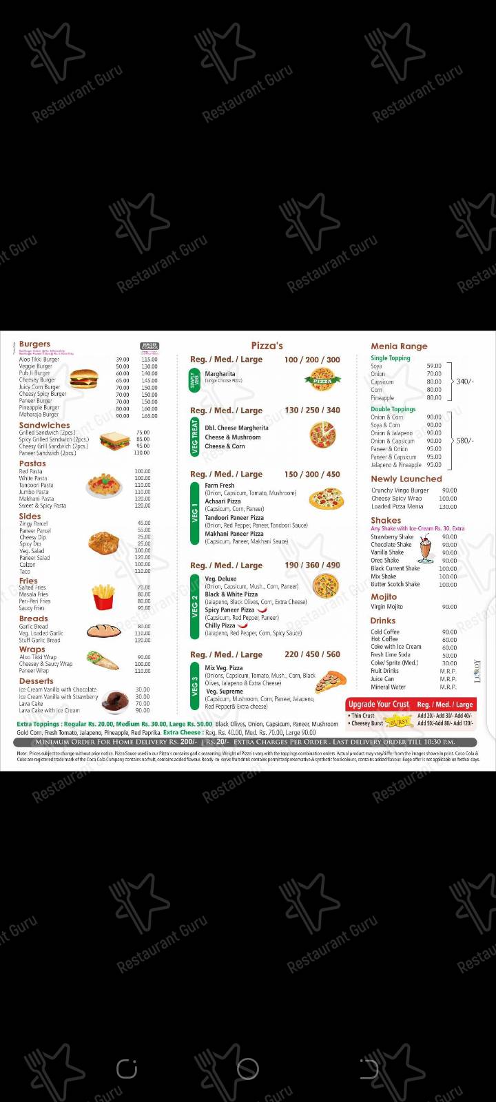 Menu at Hungry Point - Machhiwara, Machhiwara