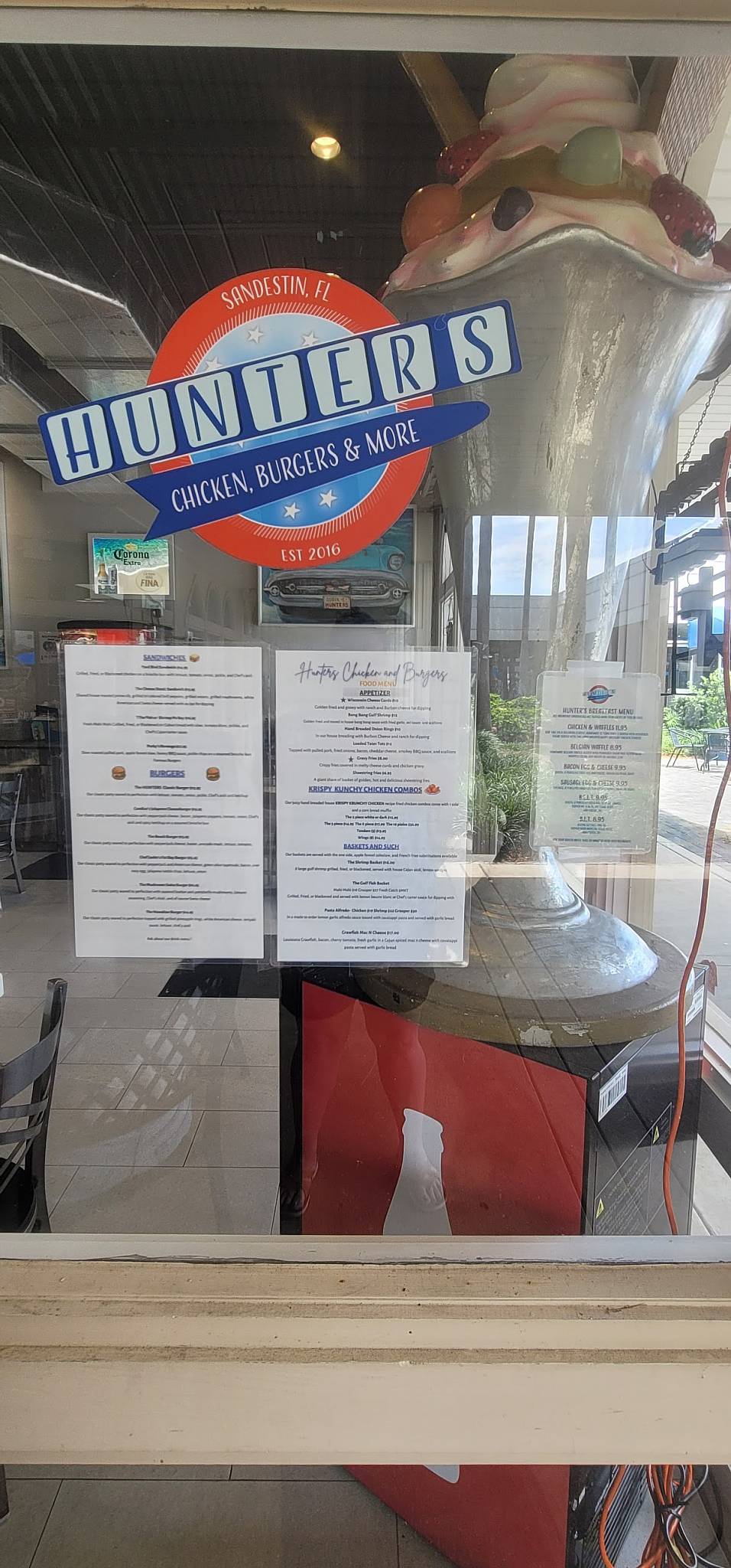 Menu at Hunter’s Chicken and Burgers restaurant, Miramar Beach