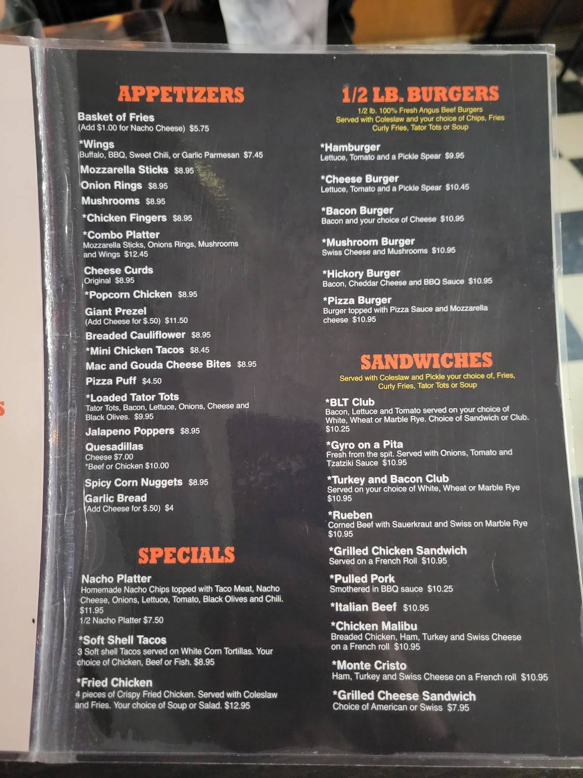 Menu at Sammy's Restaurant & Bar, Huntley