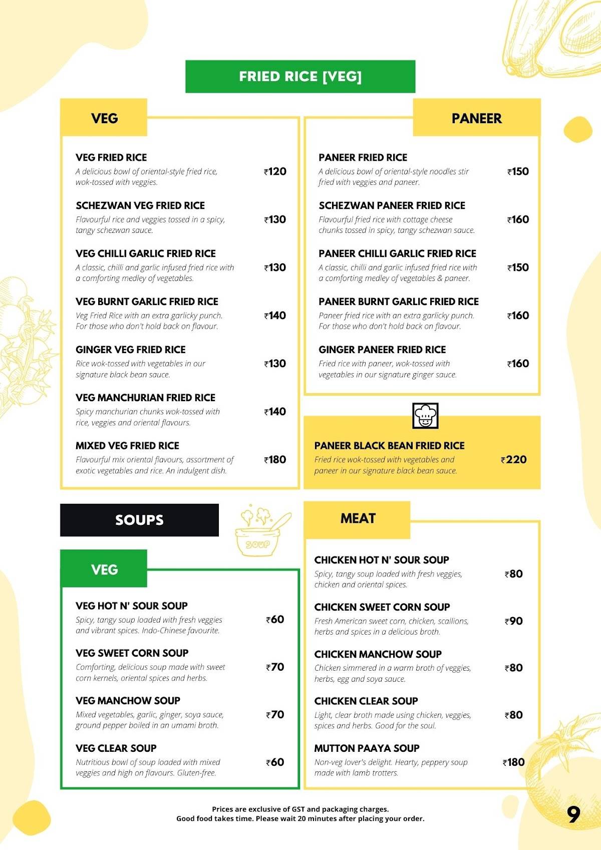Menu at Phulkaas, Hyderabad