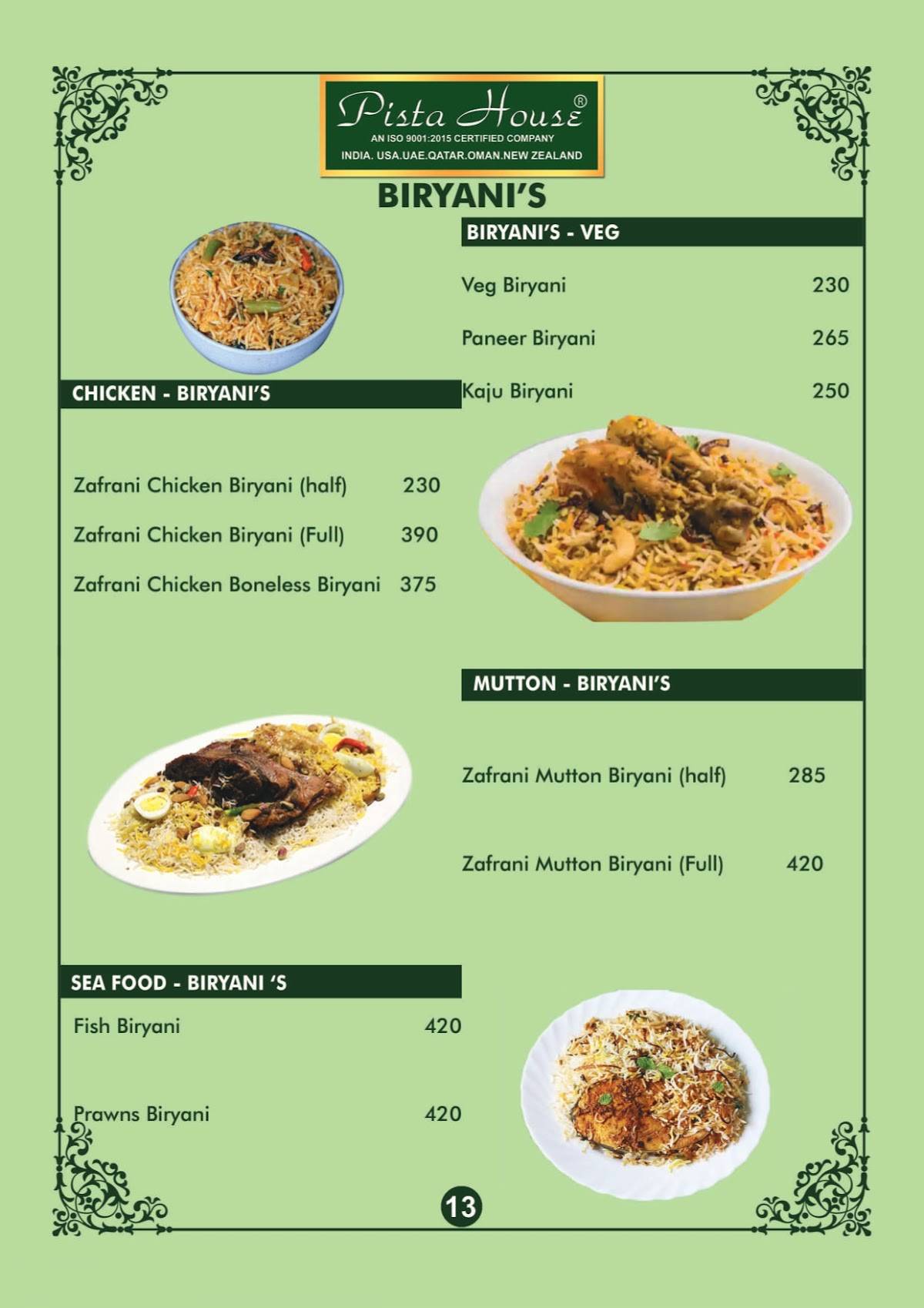 Menu at Pista House Moosarambagh, Hyderabad, 9GH8+9M3 16/M/8/2