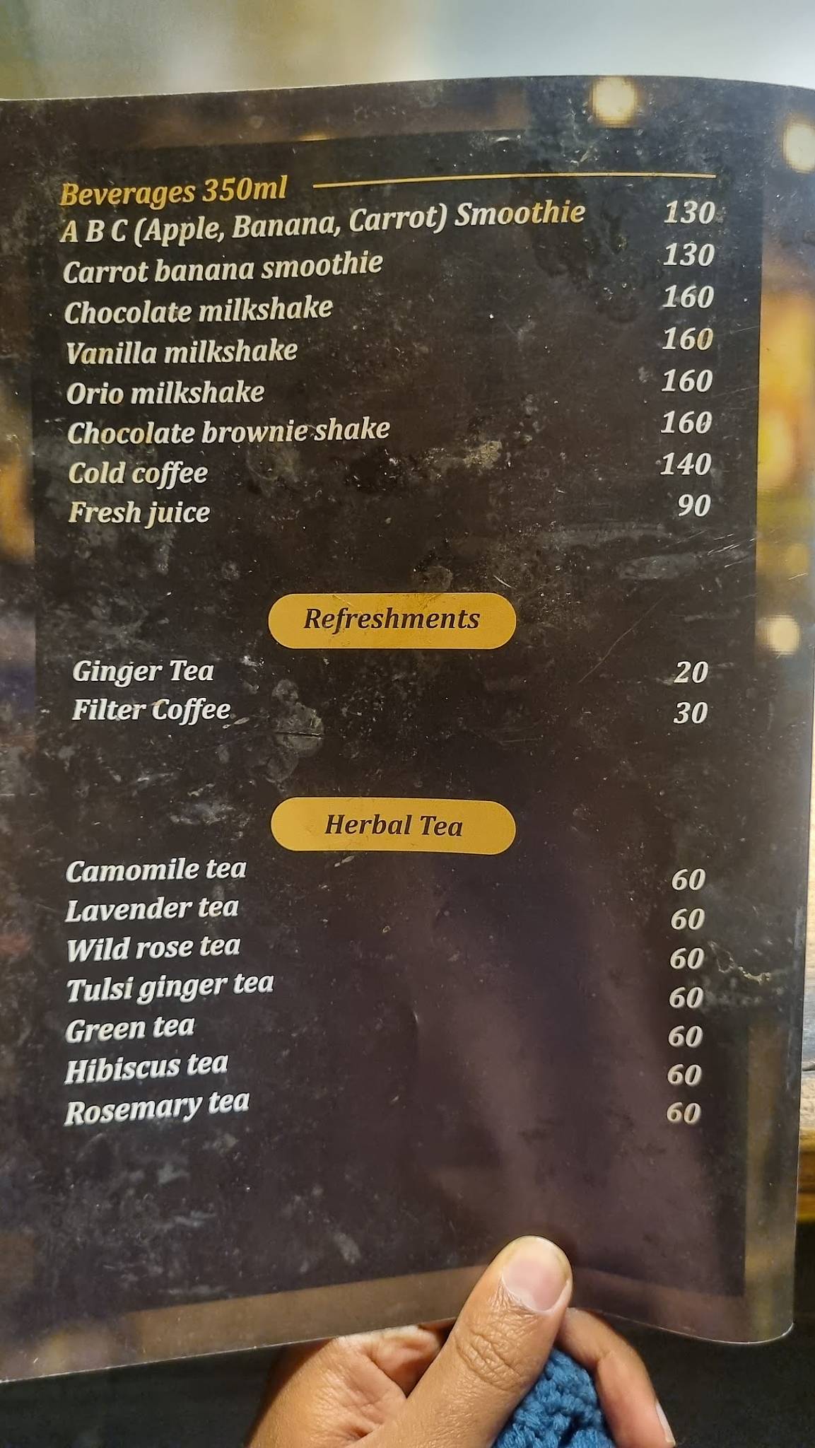 Menu at The Cabin Cafe, Hyderabad