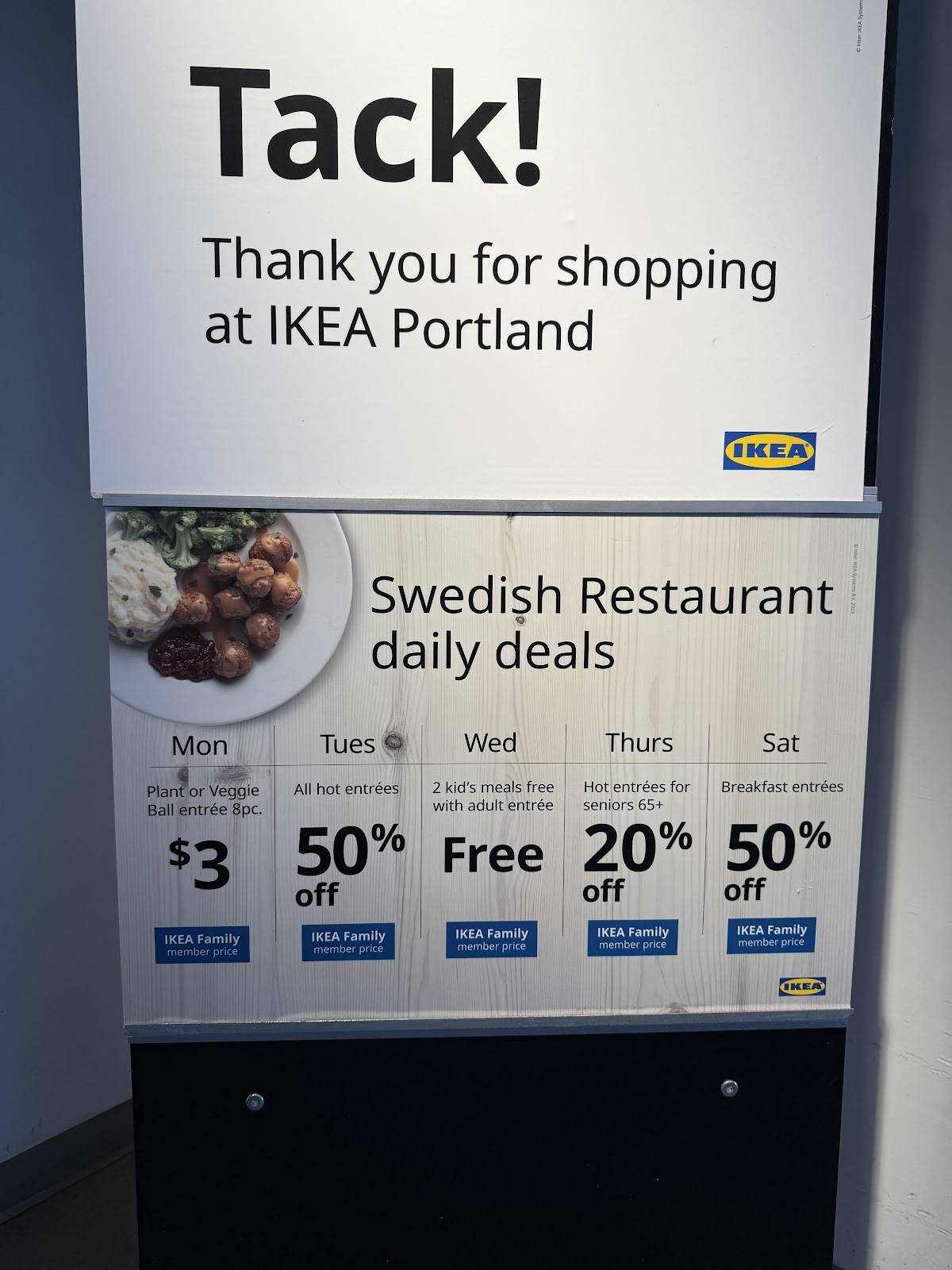 Menu at IKEA Restaurant, Portland
