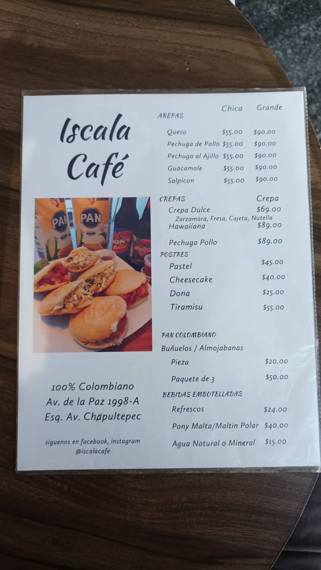 Menu at ISCALA CAFE 100% COLOMBIANO - CAFETERÍA Y EXPENDIO - CAFÉ DE ...