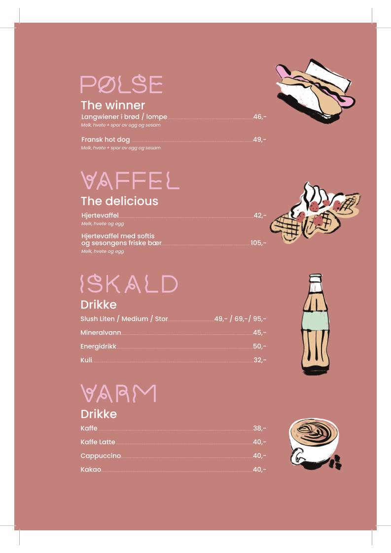 Menu at ISI Bar, Skjeberg