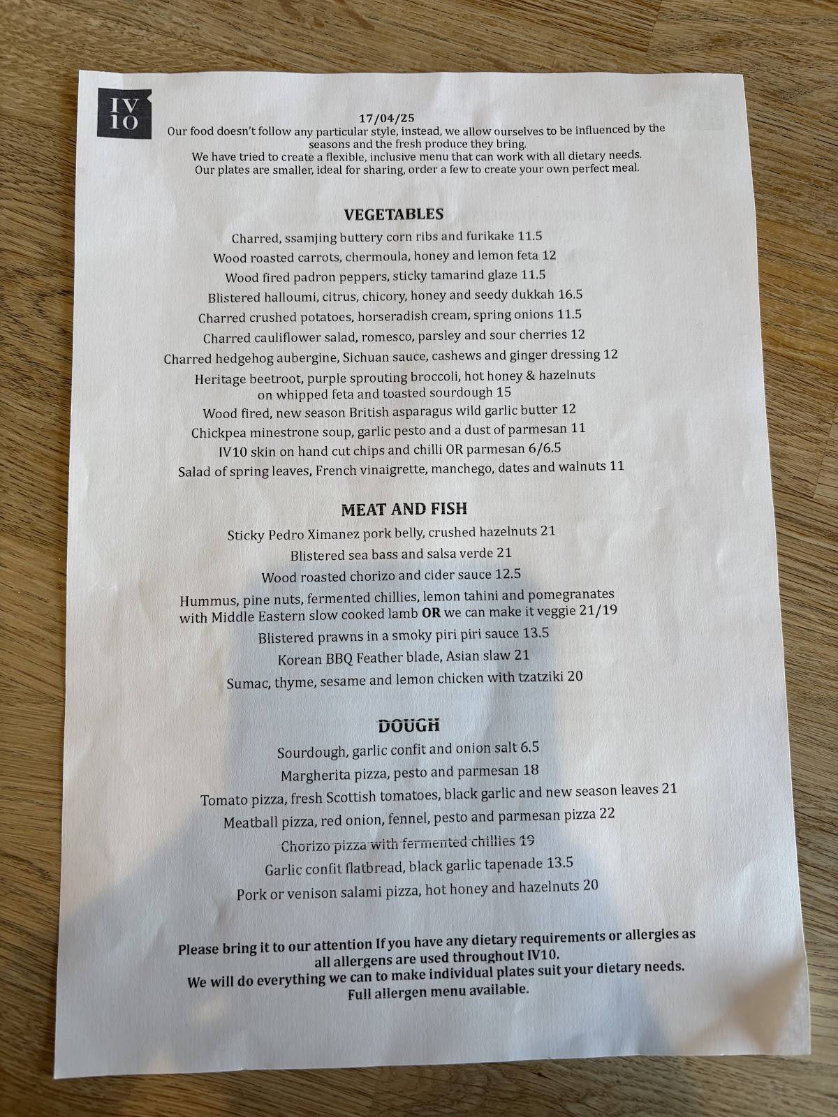 Menu at IV10 Cafe Bar Deli, Fortrose