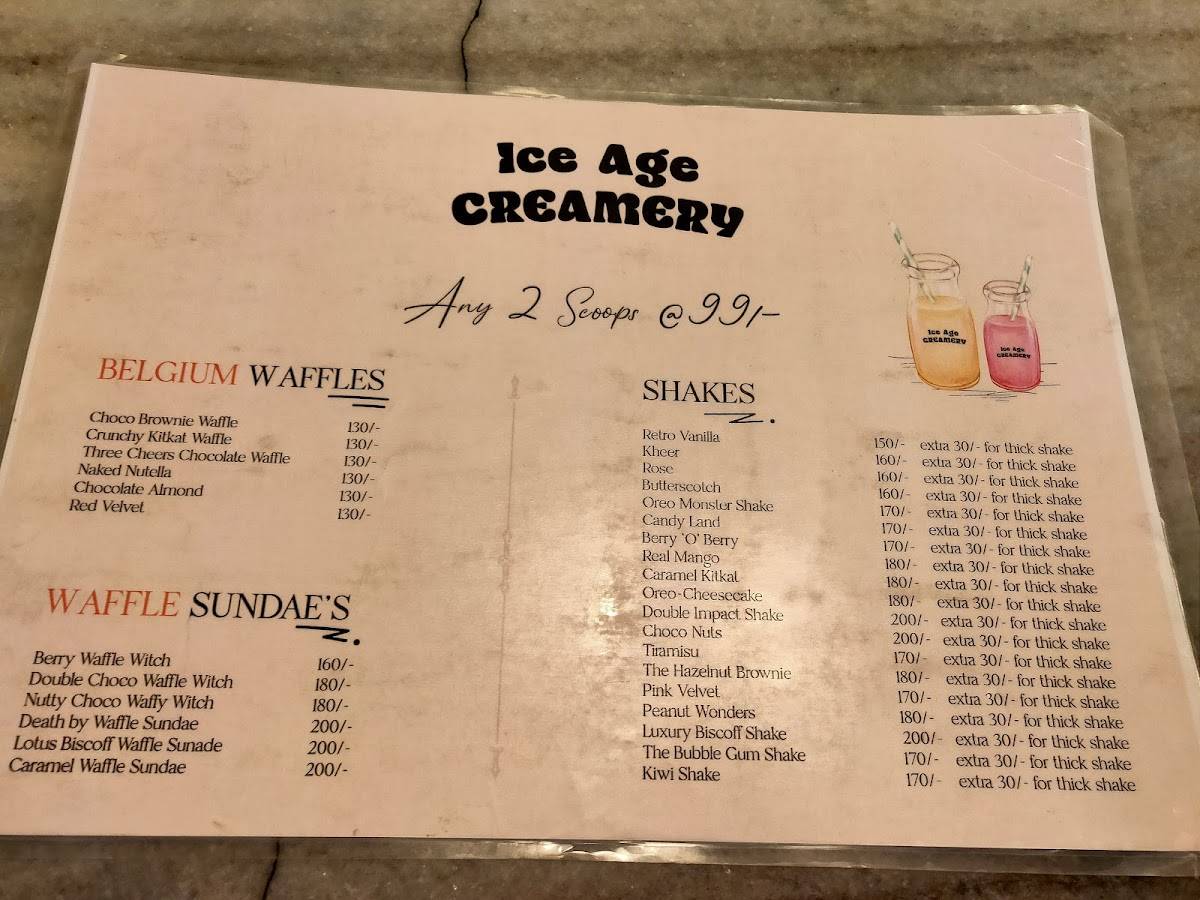 Menu at Ice Age Creamery, Guntur