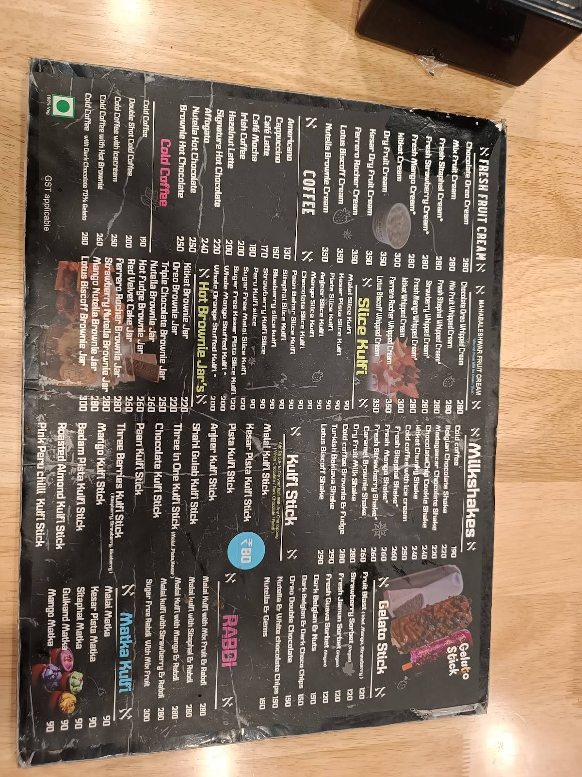 Menu at Ice Cream Factory Shahi Durbar, Nagpur