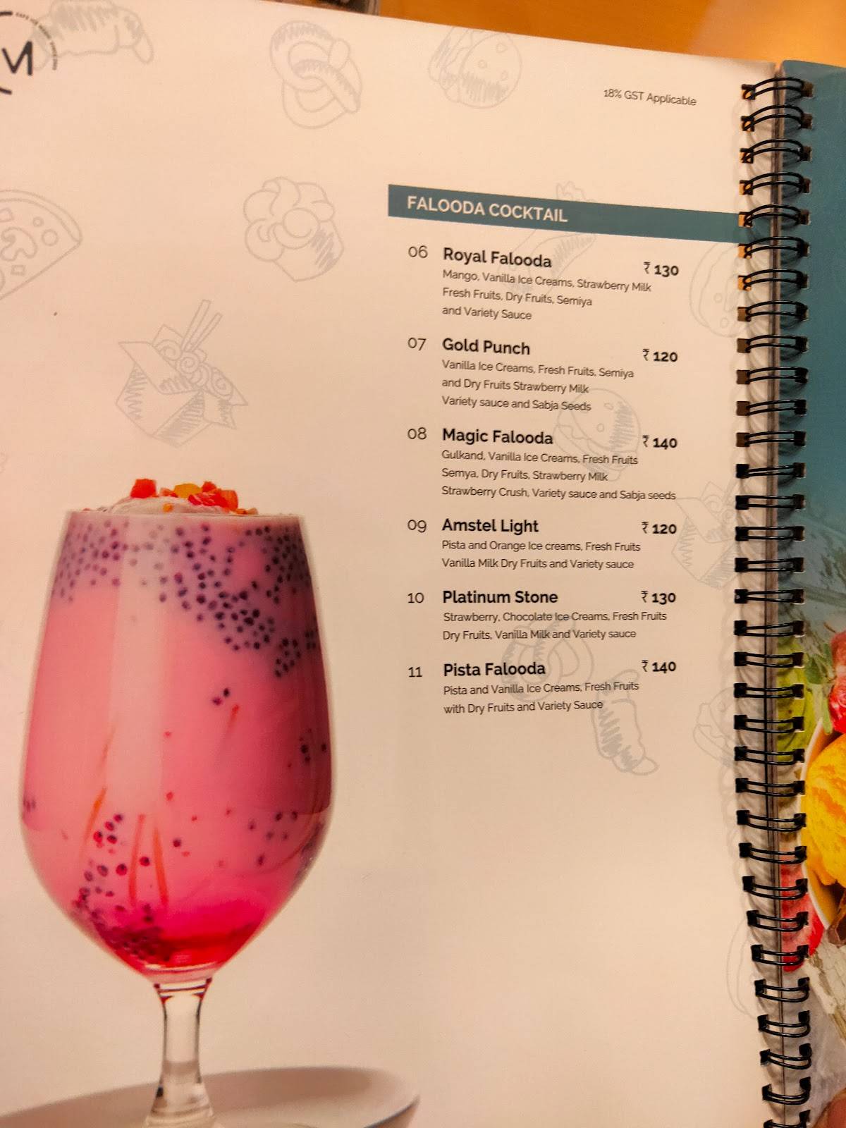 Menu at Ice Magic, Guntur, arundelpet