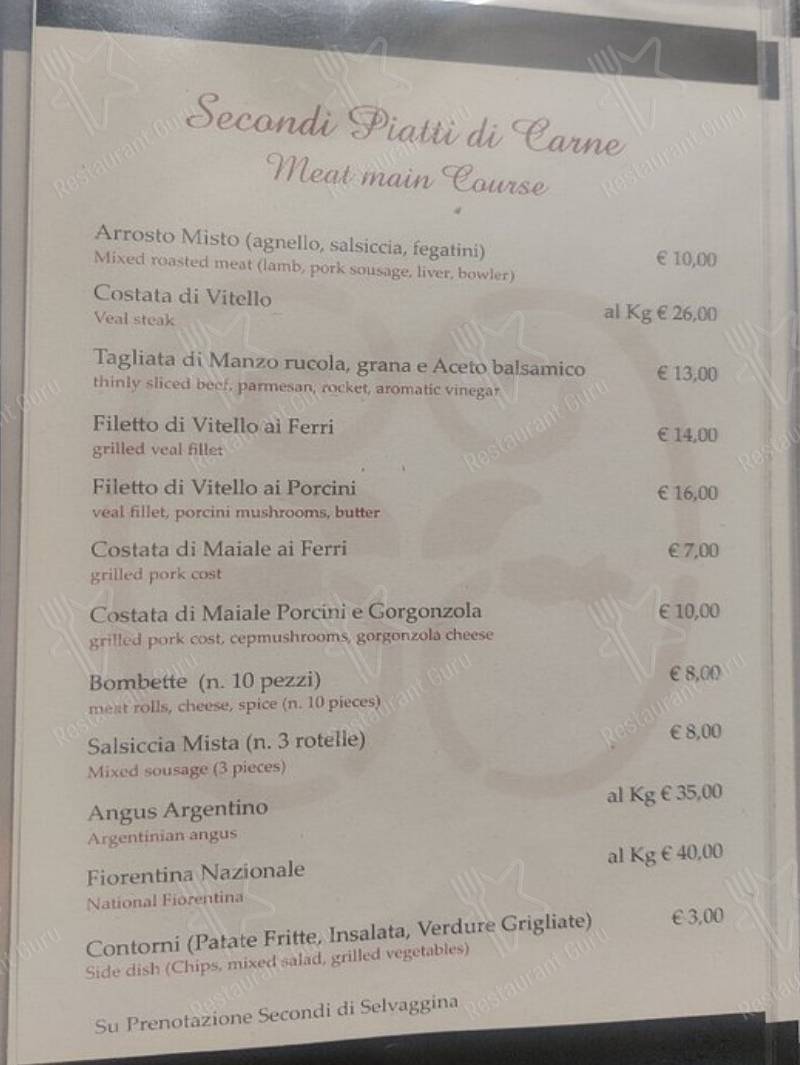 Menu da Il Capriccio Ristorante Pizzeria, Cisternino