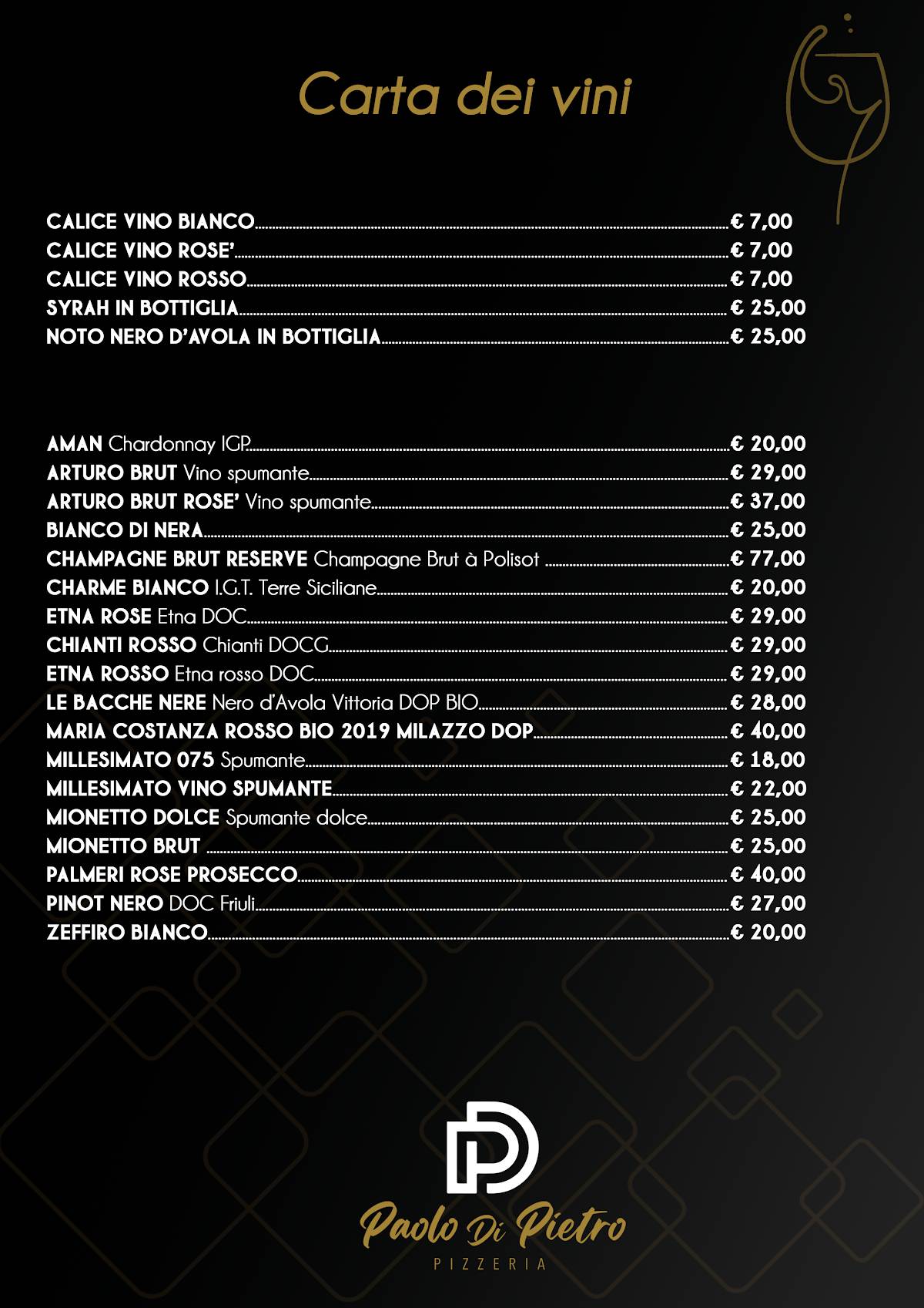 Menu da Il Capriccio ristorante, Avola