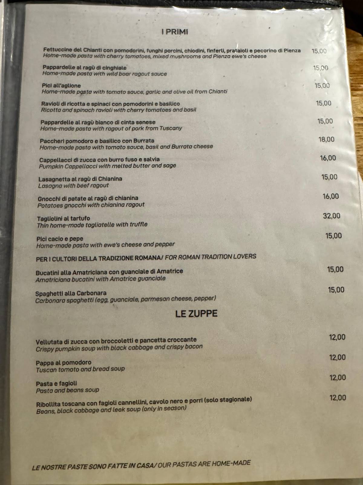 Menu at Il Chianti Osteria Toscana dal 1960 pub & bar, Rome, Via del ...