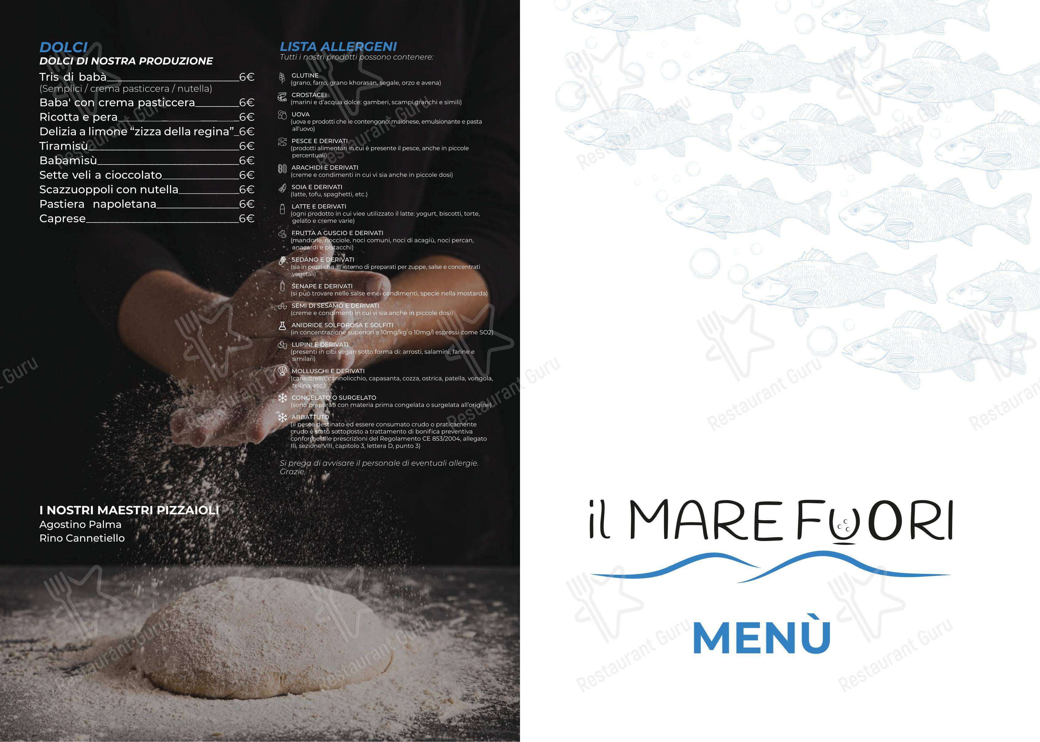 Menu da Il Mare Fuori ristorante, Ladispoli