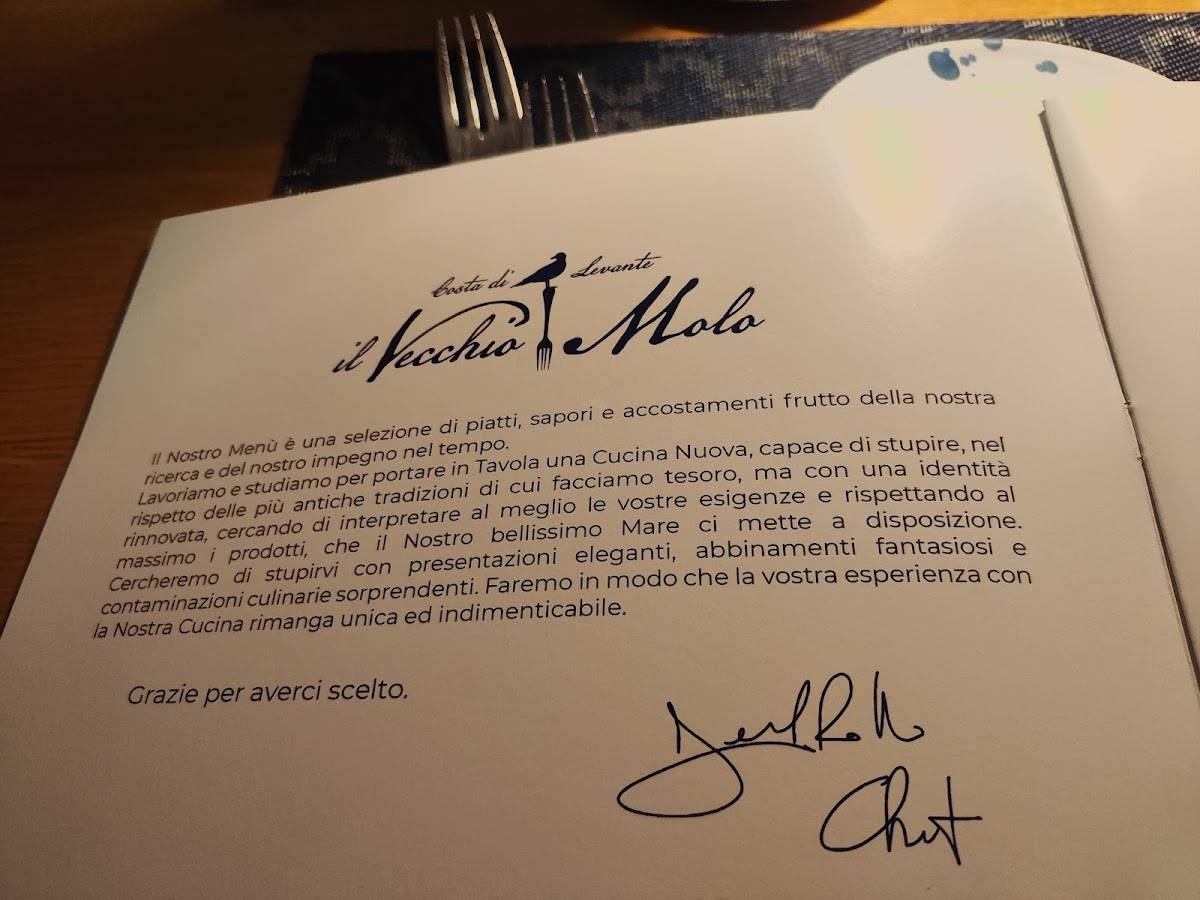 Menu da Il Vecchio Molo ristorante, San Foca