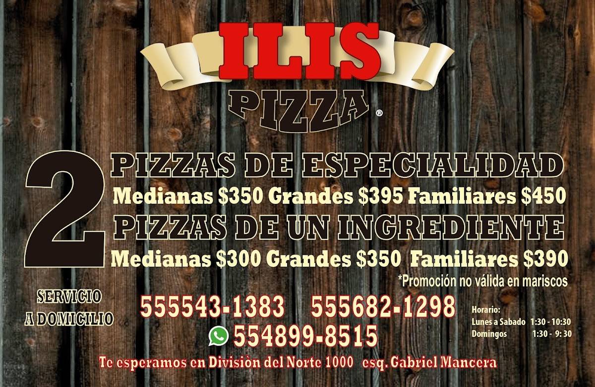 Carta del restaurante Ilis Pizza, Naucalpan del Juárez, Av. División del Nte. 1000