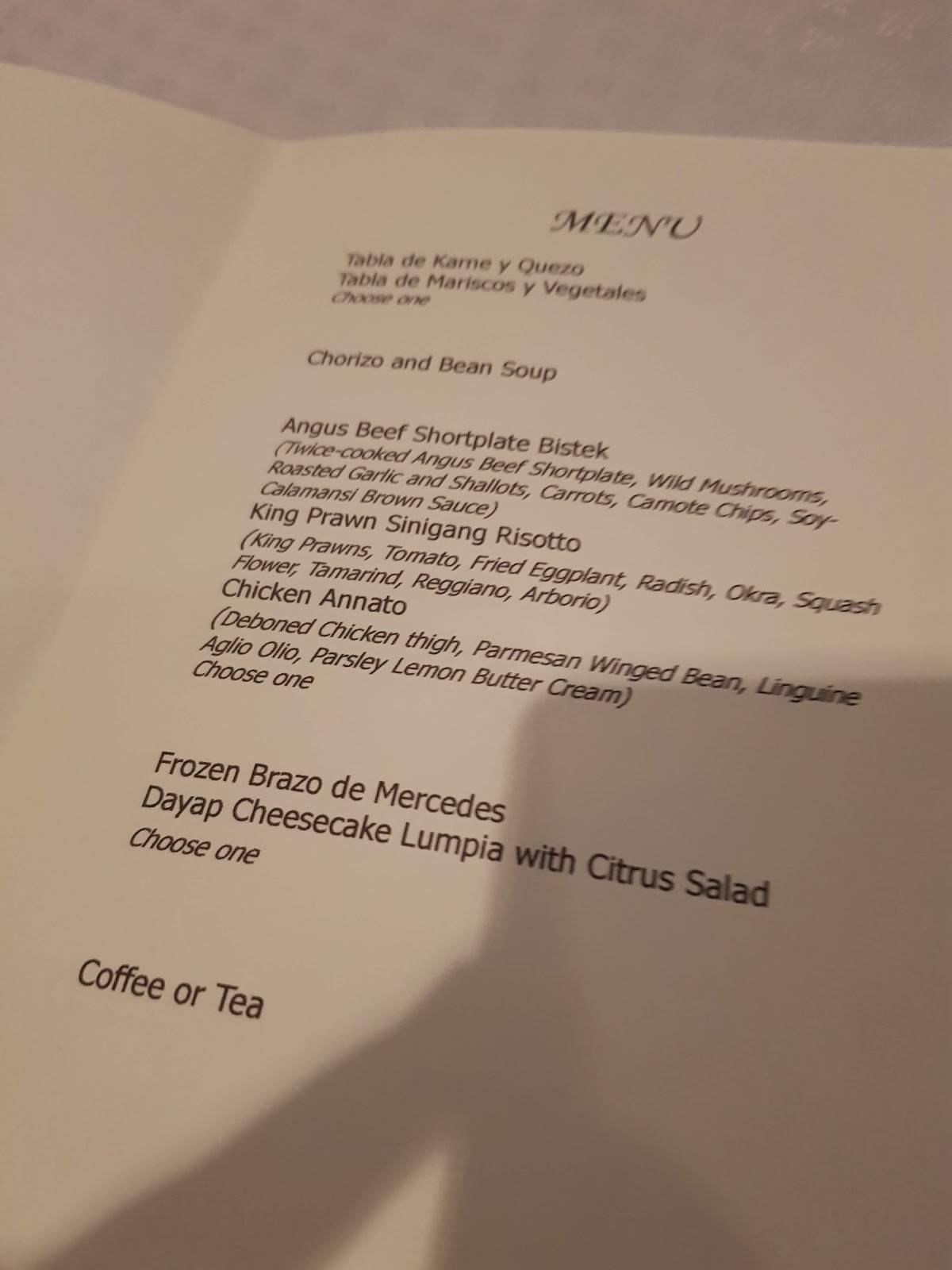 Menu at Ilustrado Restaurant, Manila, two-way